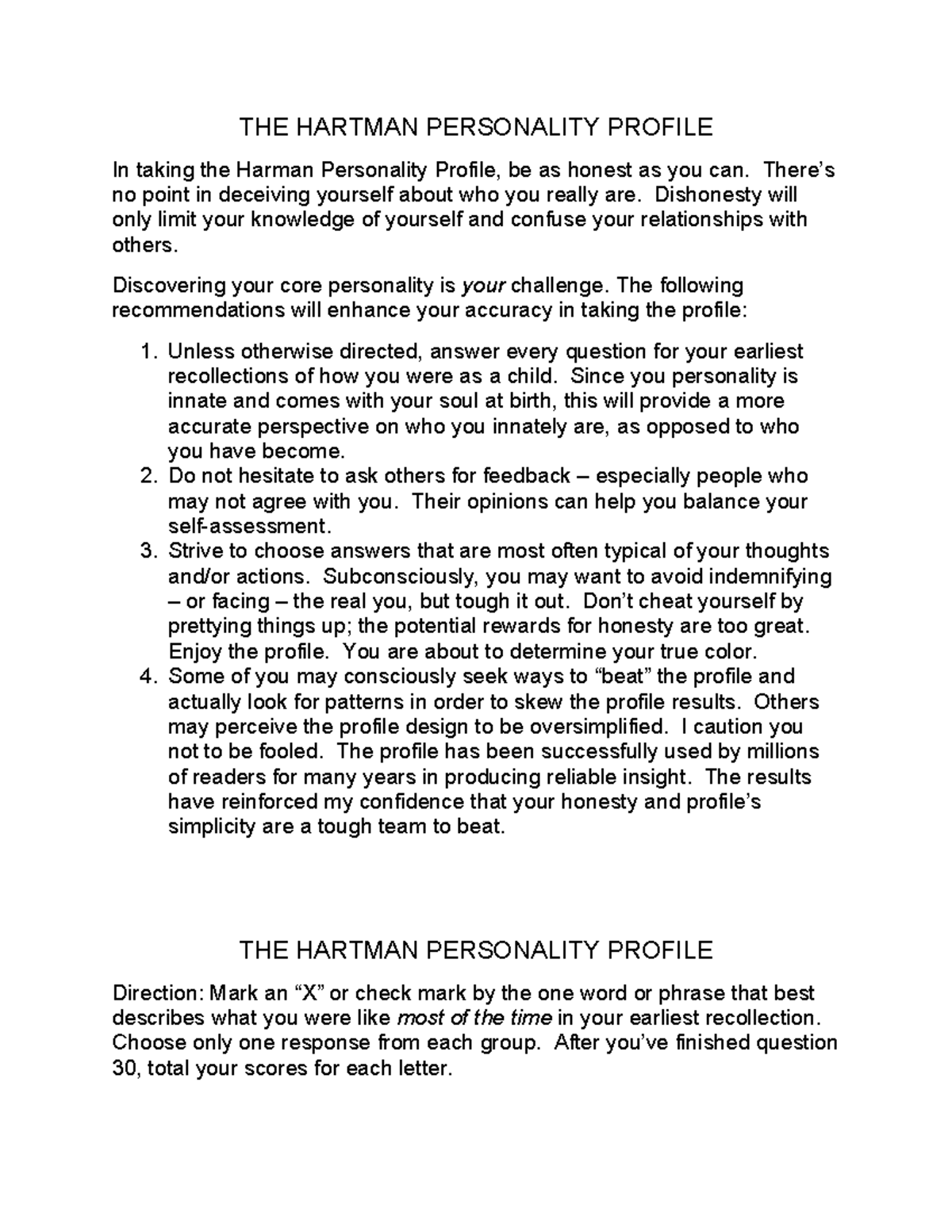 Hartman Personality Profile Test-2-1 - THE HARTMAN PERSONALITY PROFILE ...