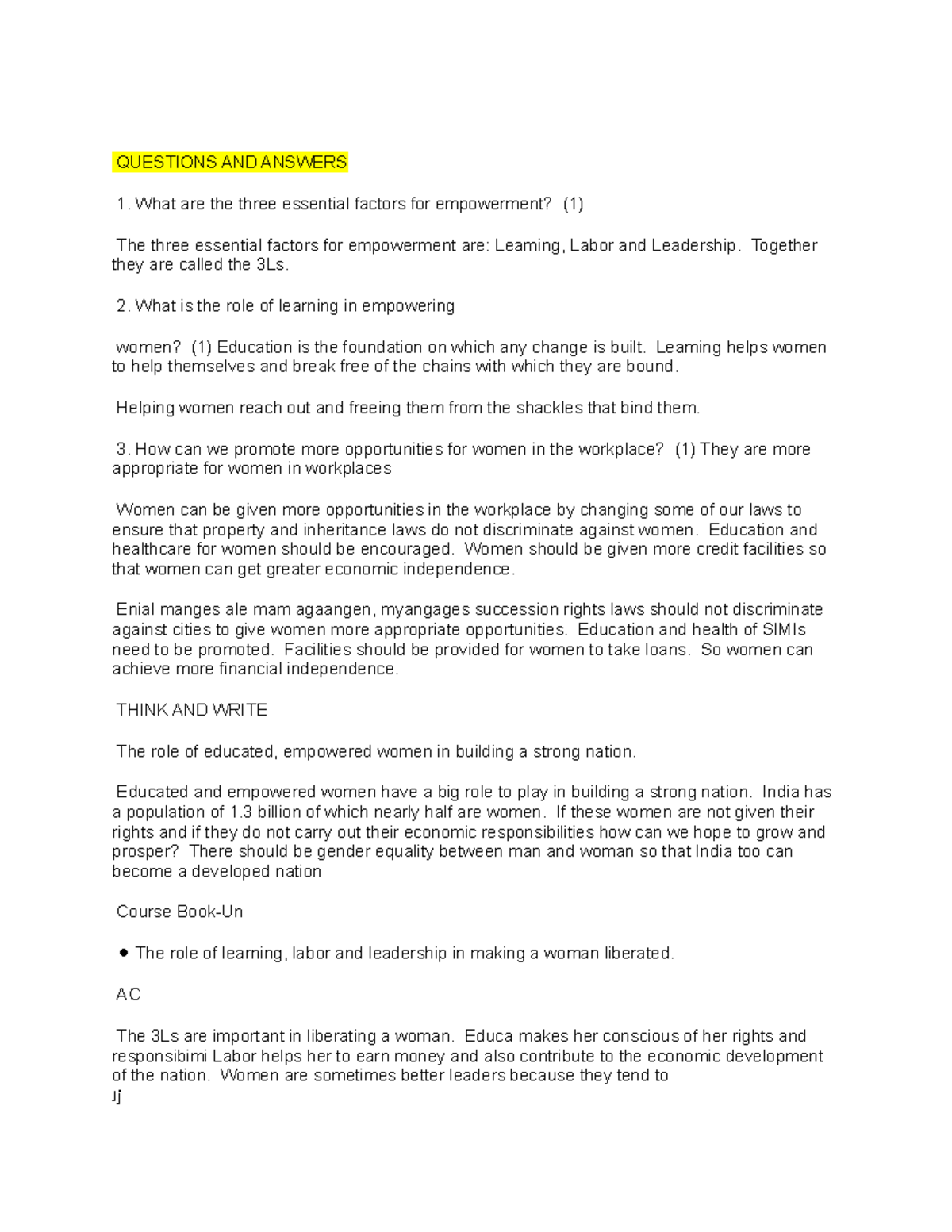 12 - Freedom - QUESTIONS AND ANSWERS What are the three essential ...