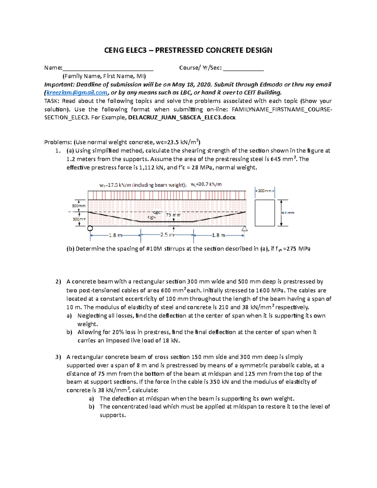 ELEC3- Exercise - Hahahabsbbs - CENG ELEC3 – PRESTRESSED CONCRETE ...