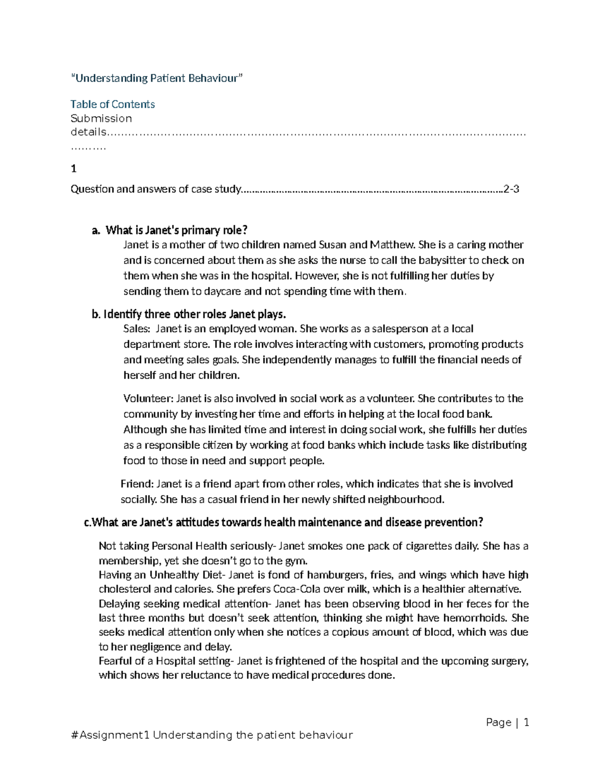 Understanding the patient behaviour - “Understanding Patient Behaviour ...