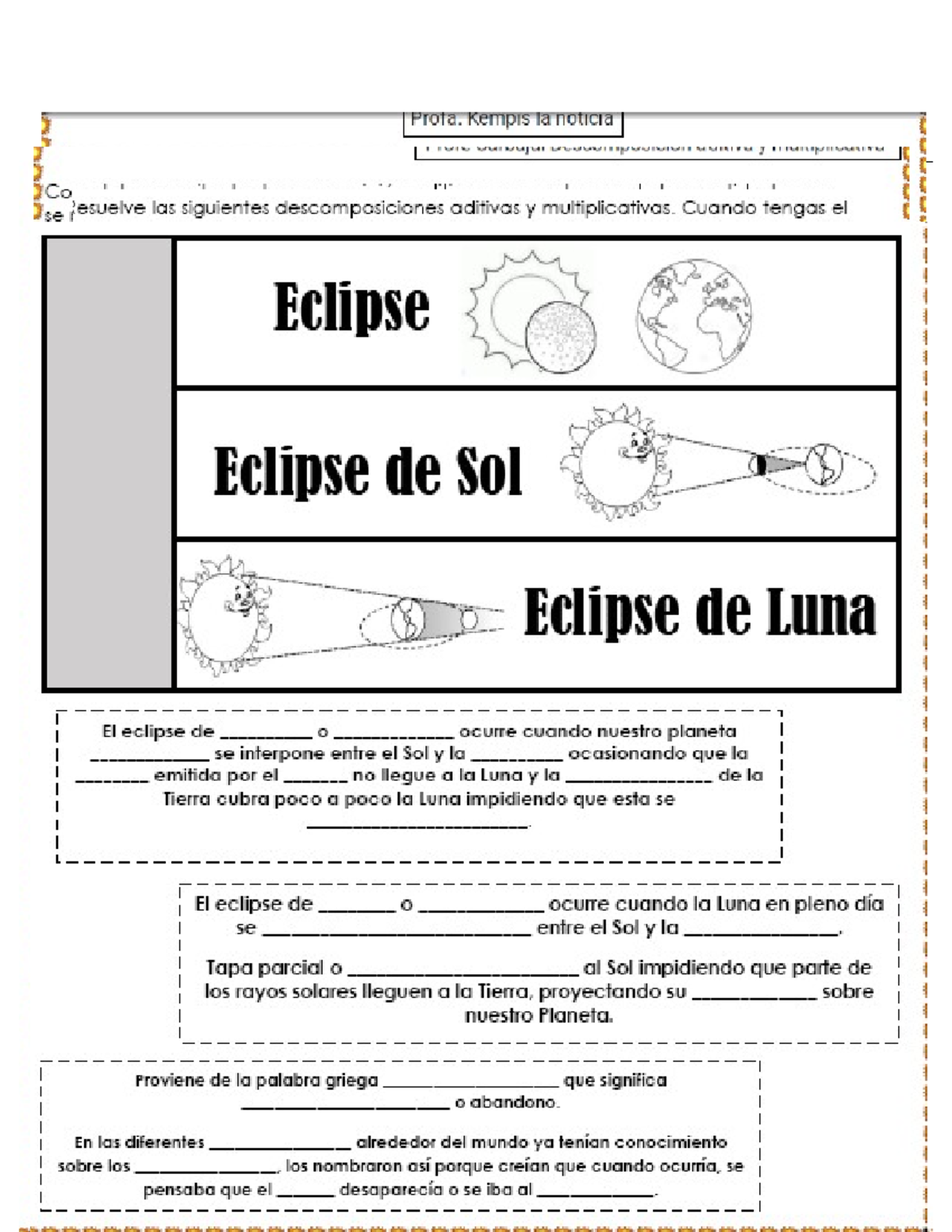 Actividades del eclipse solar - Ciencias Naturales - Studocu