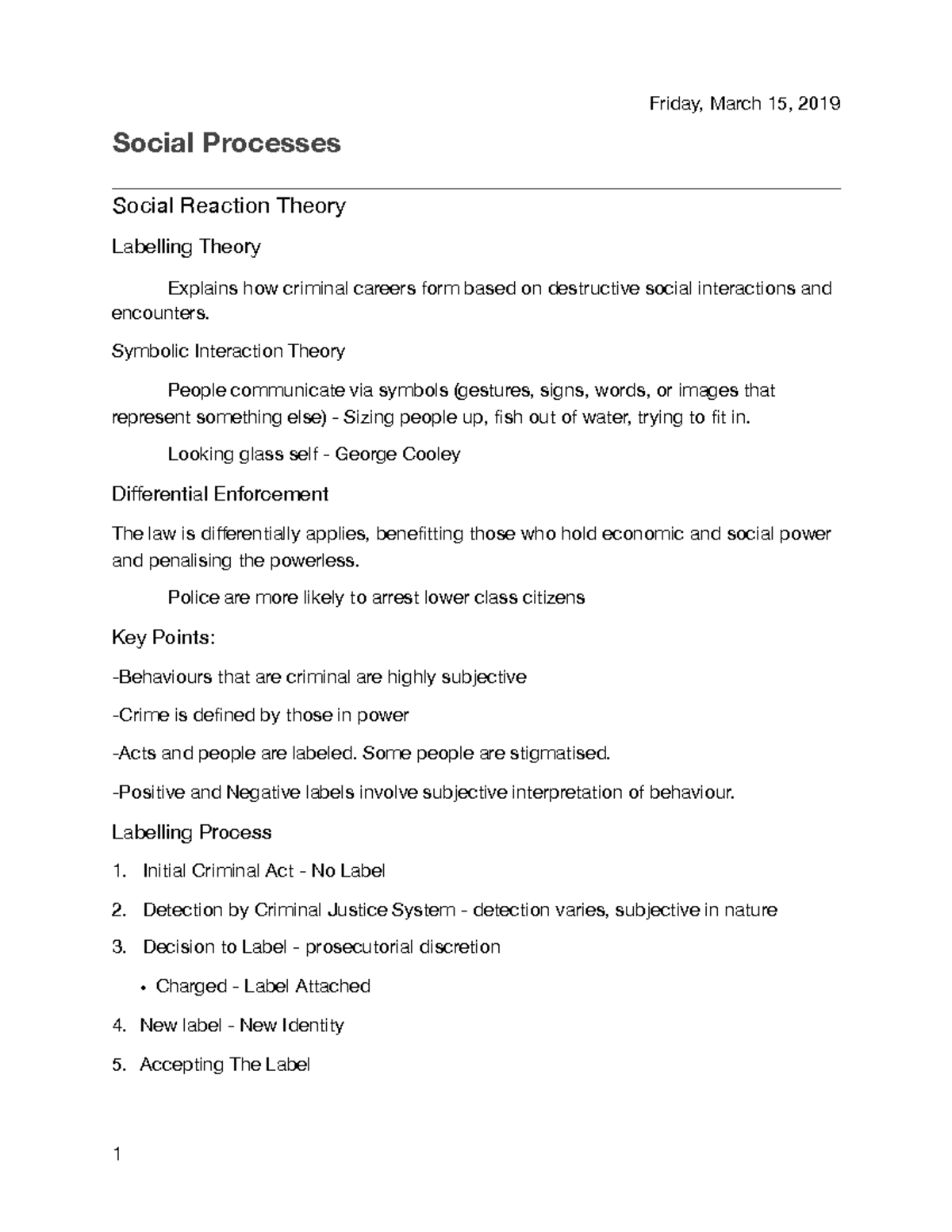Social Process Theories - Friday, March 15, 2019 Social Processes ...