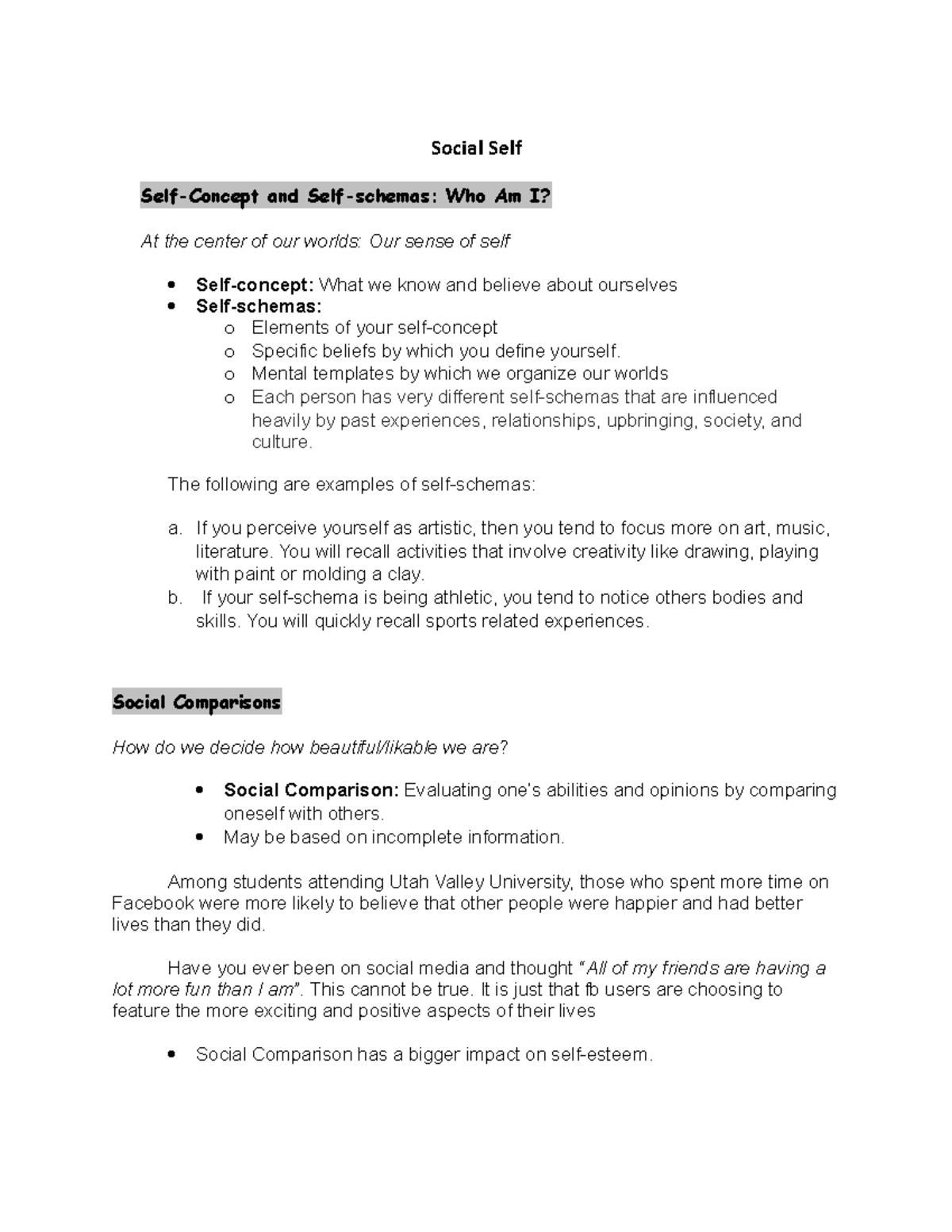 Social Self-part 1 - Social Self Self-Concept and Self-schemas: Who Am ...