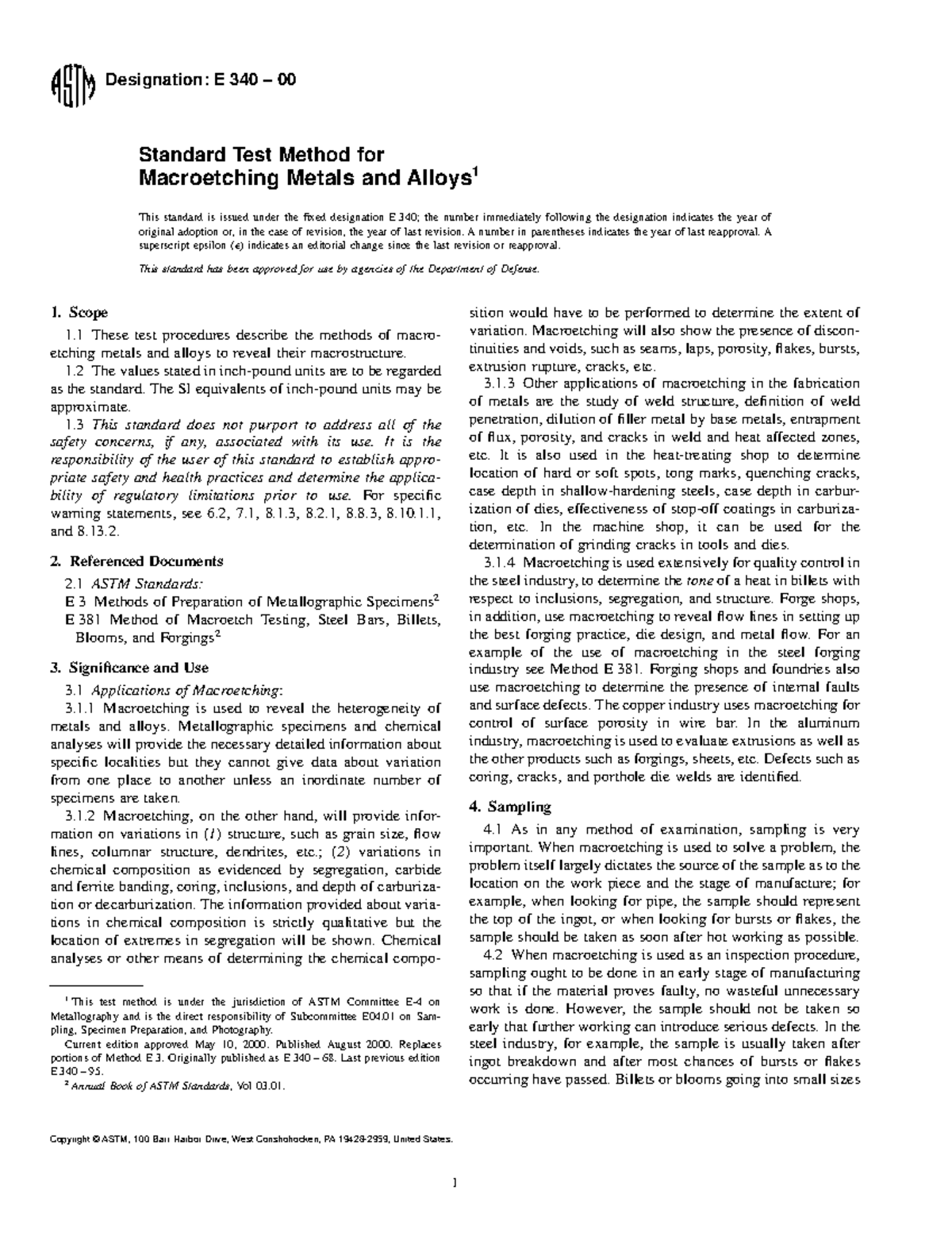Ataque Ensayo Macrografico ASTM E340 - Designation: E 340 – 00 Standard ...