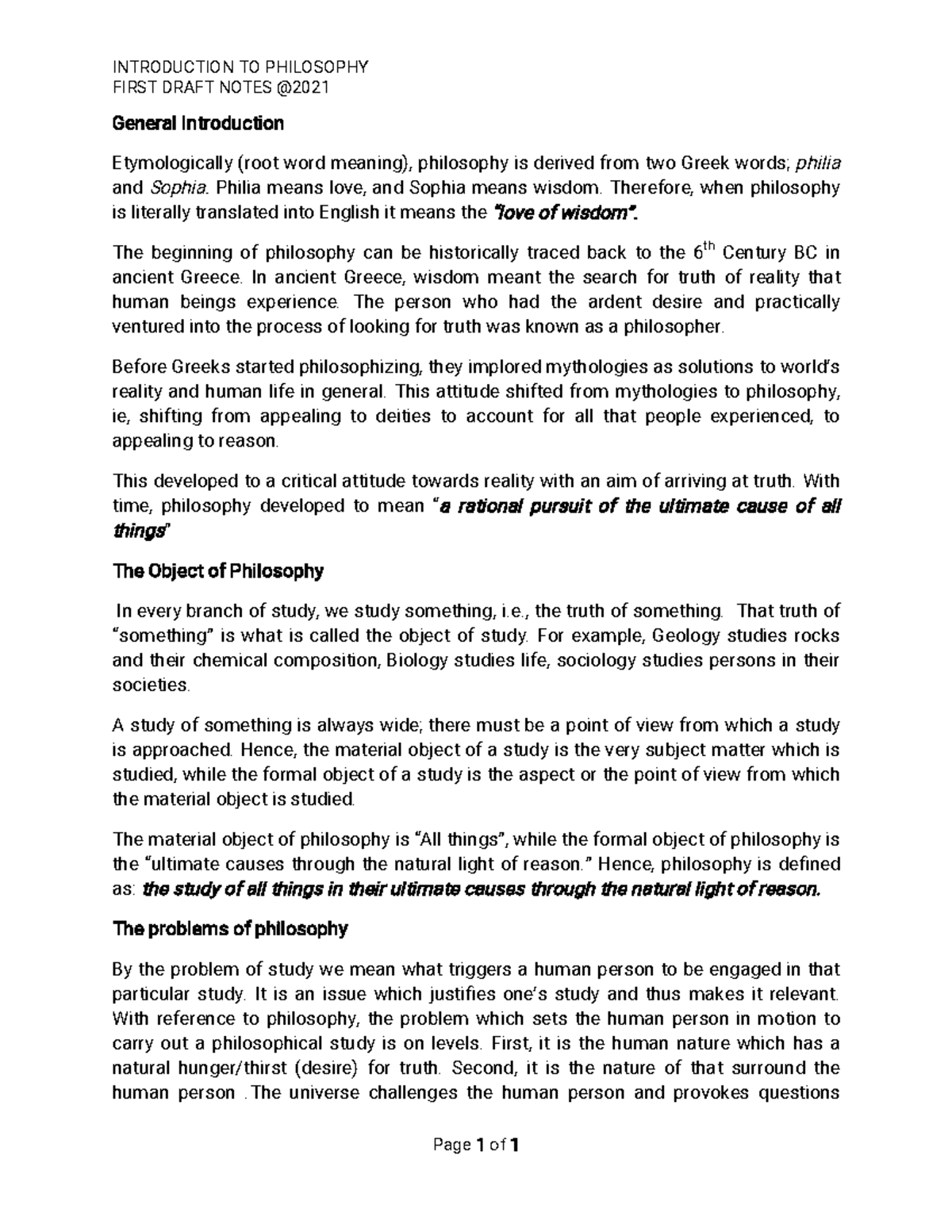 Rough Draft Introduction to Philosophy Notes 2021 - FIRSTDRAFTNOTES ...
