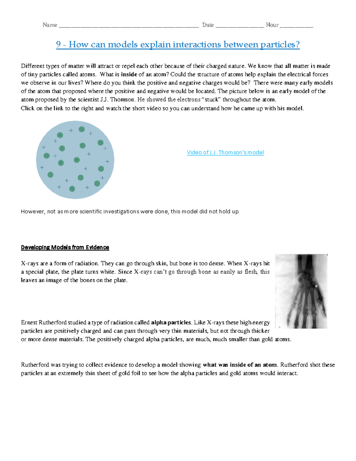 9 - How can models explain interactions between particles - Name - Studocu