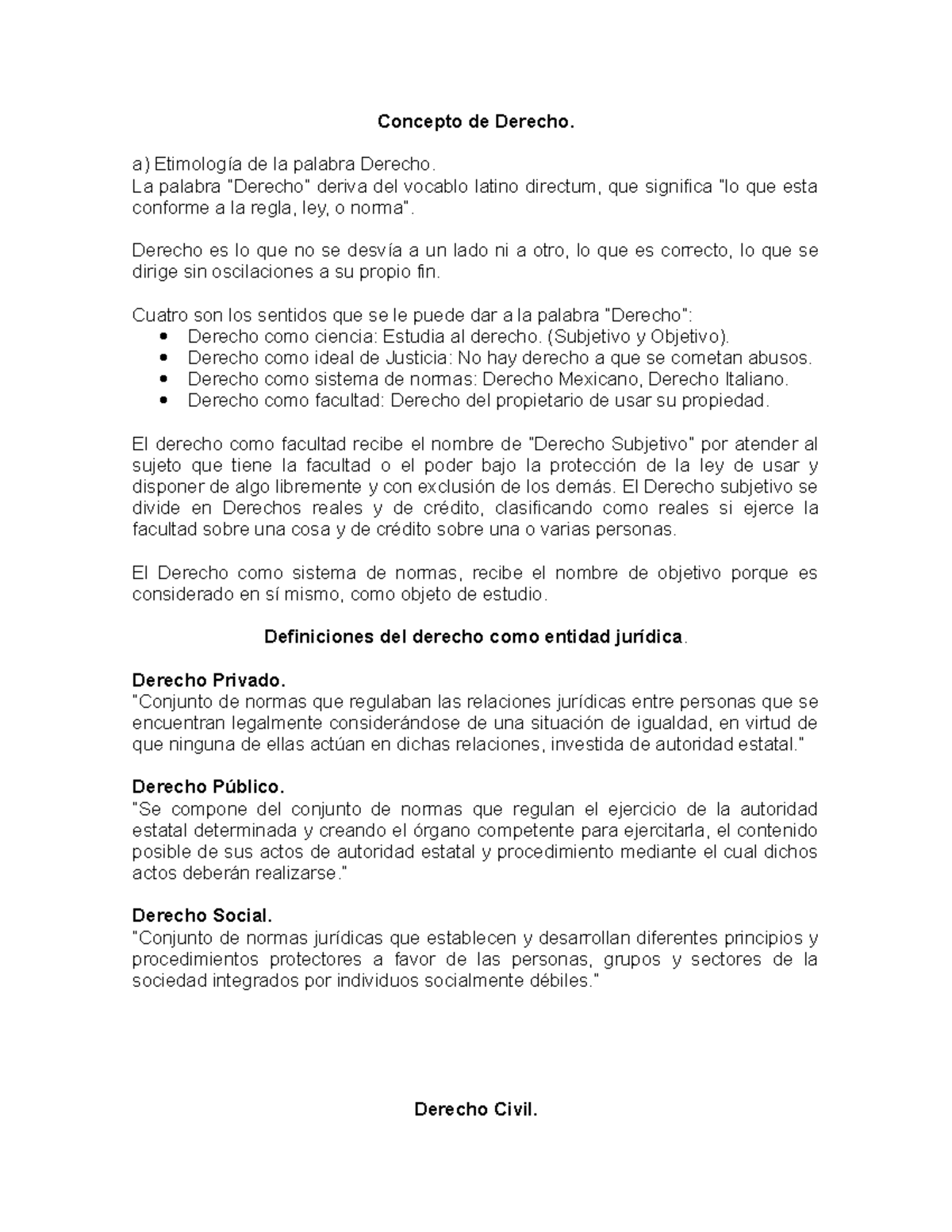 Concepto de Derecho-1 - a) Etimología de la palabra Derecho. La palabra ...