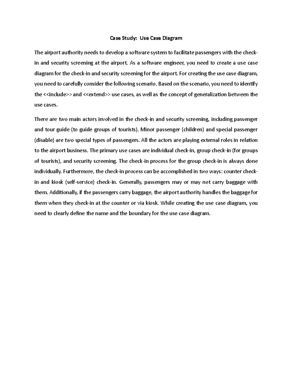 1. Case Study - Use Case Diagram - Case Study: Use Case Diagram The ...