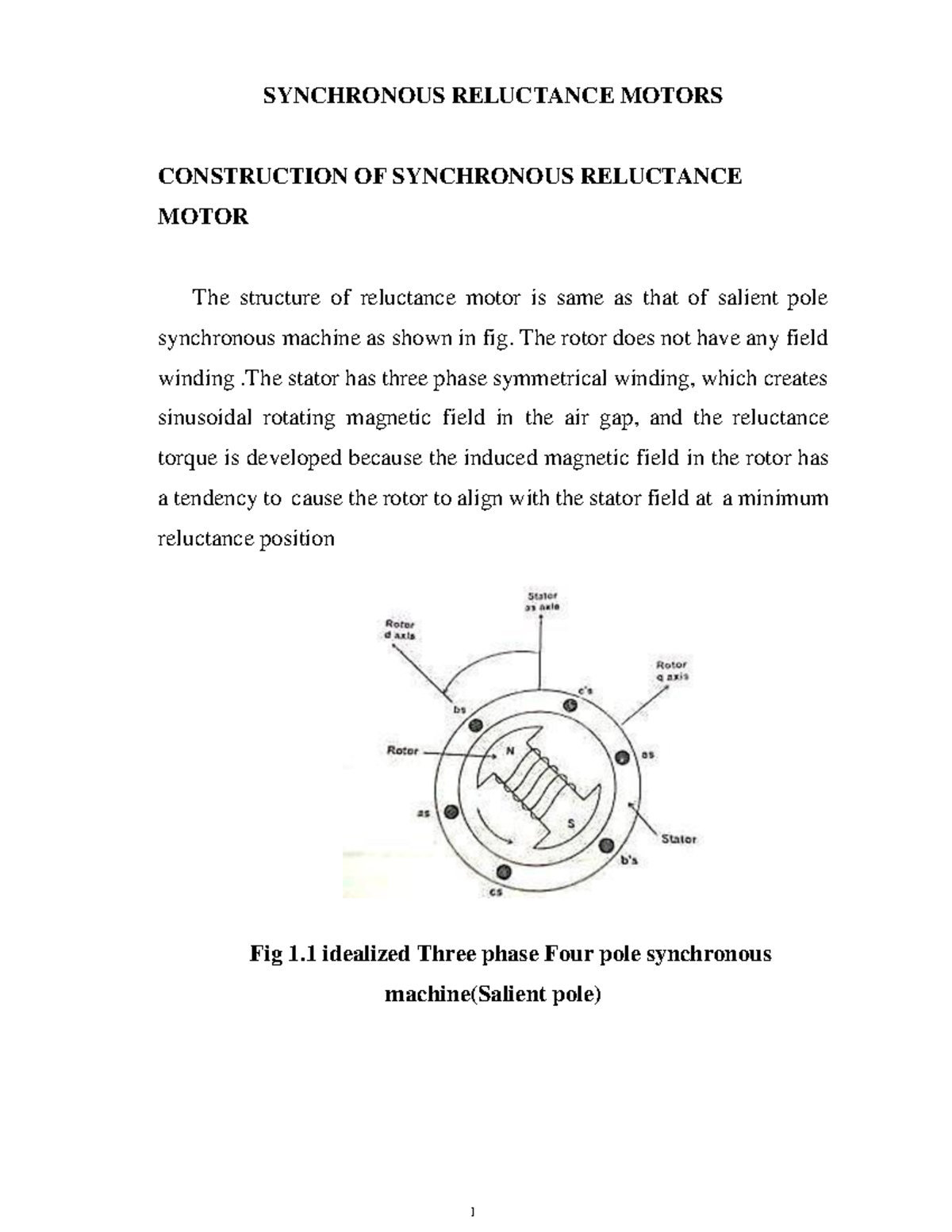 Steady State Phasor Diagram Of Synchronous Reluctance Motor
