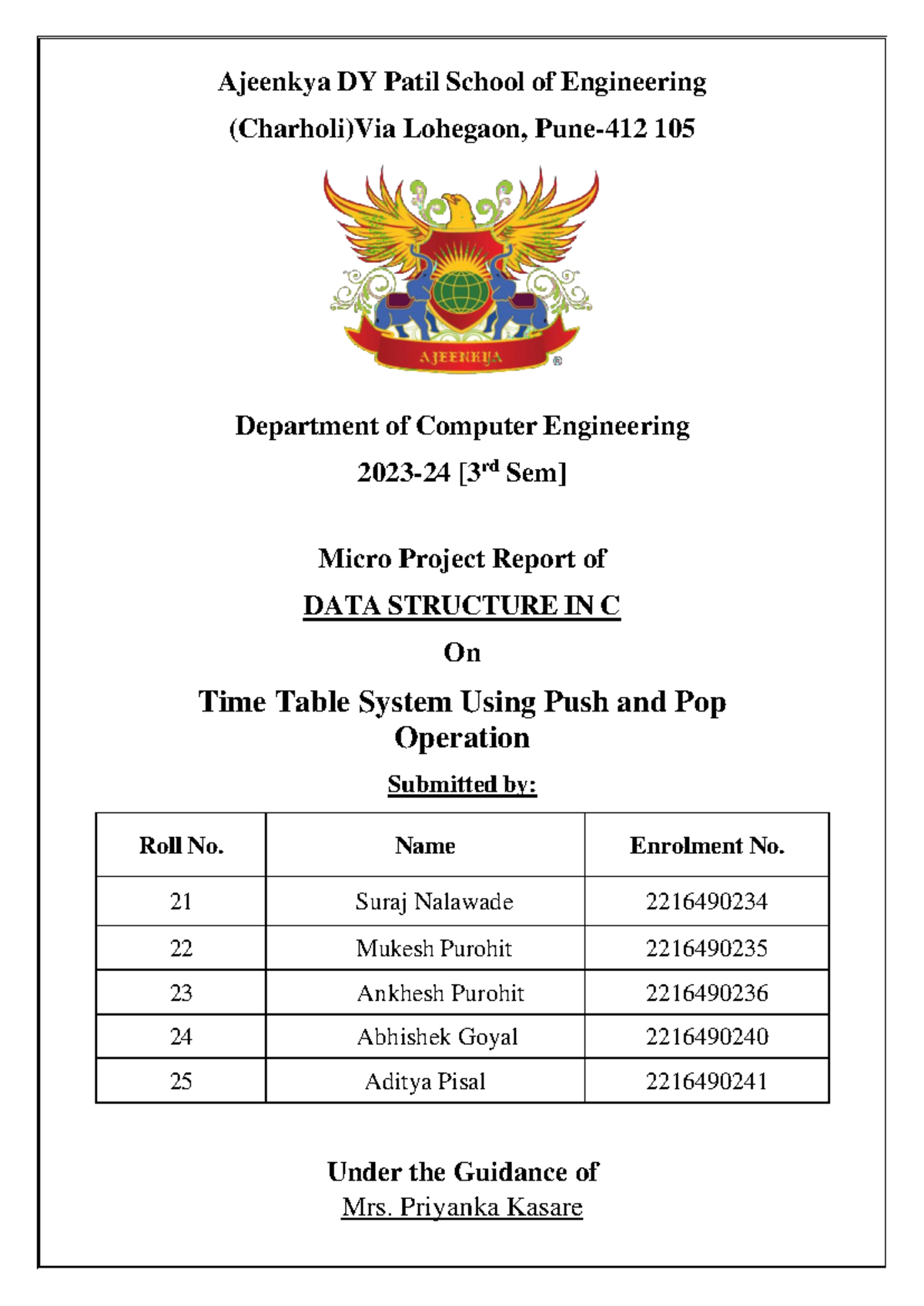 DSU Report Abhishek Goyal Final - Ajeenkya DY Patil School of Engineering (Charholi)Via Lohegaon ...