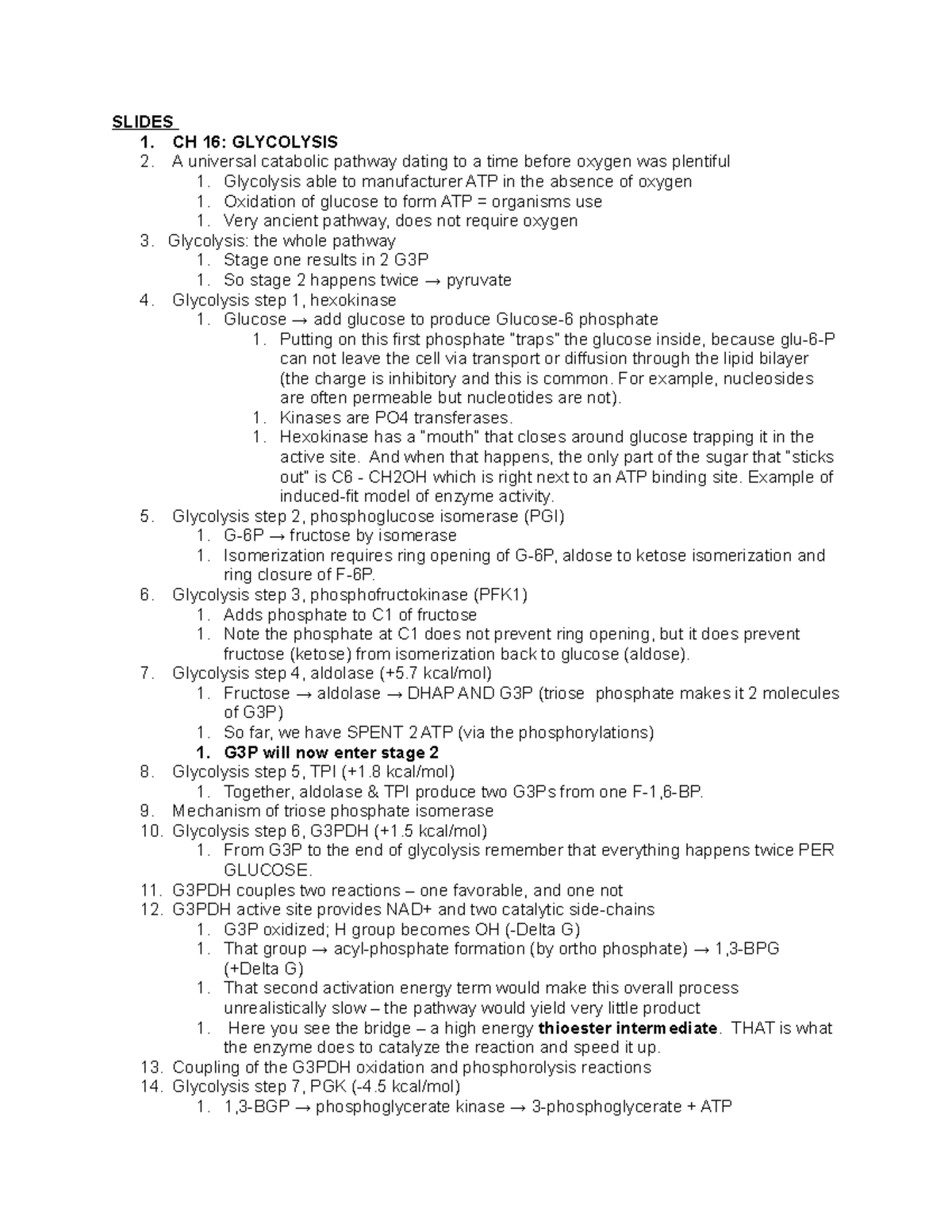 Biochem Part 25 - SLIDES 1. CH 16: GLYCOLYSIS A universal catabolic ...