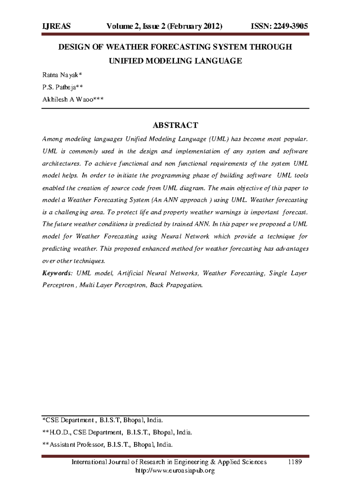 Design of Weather Forecasting System Thr - International Journal of ...