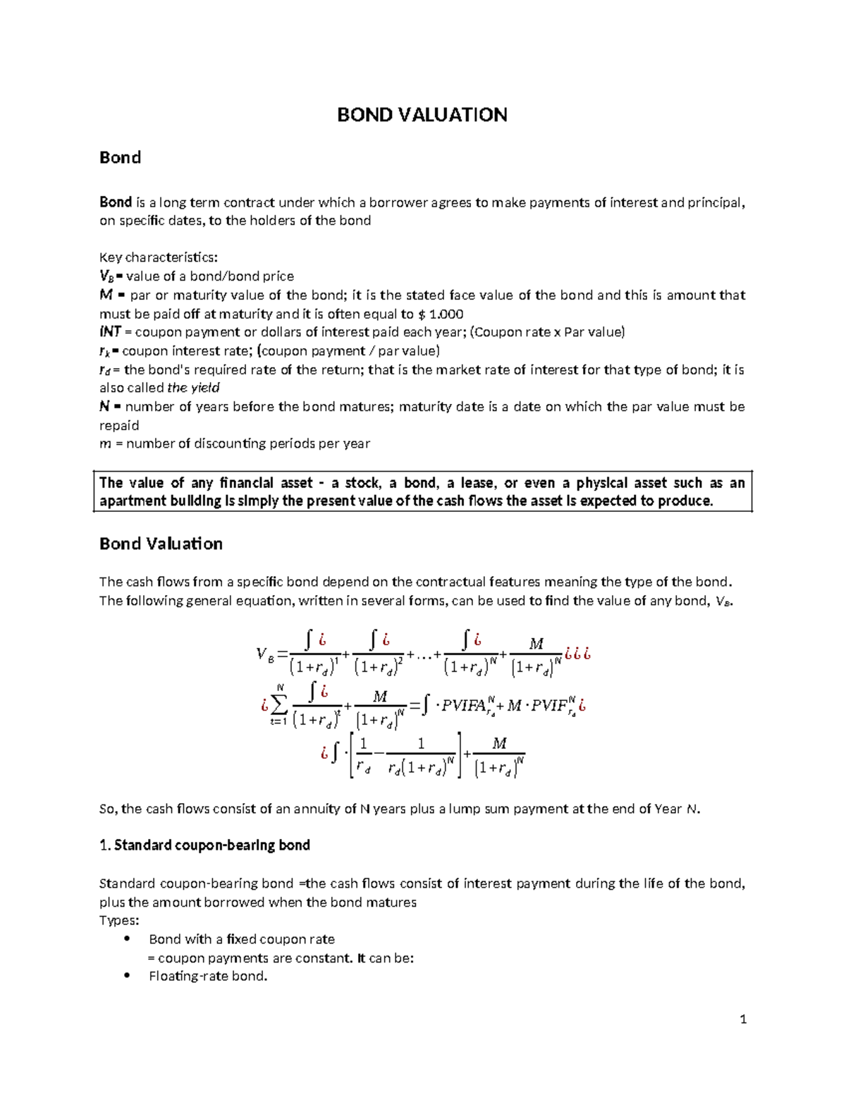 259408626 BOND Valuation With Solutions - BOND VALUATION Bond Bond is a long term contract under ...