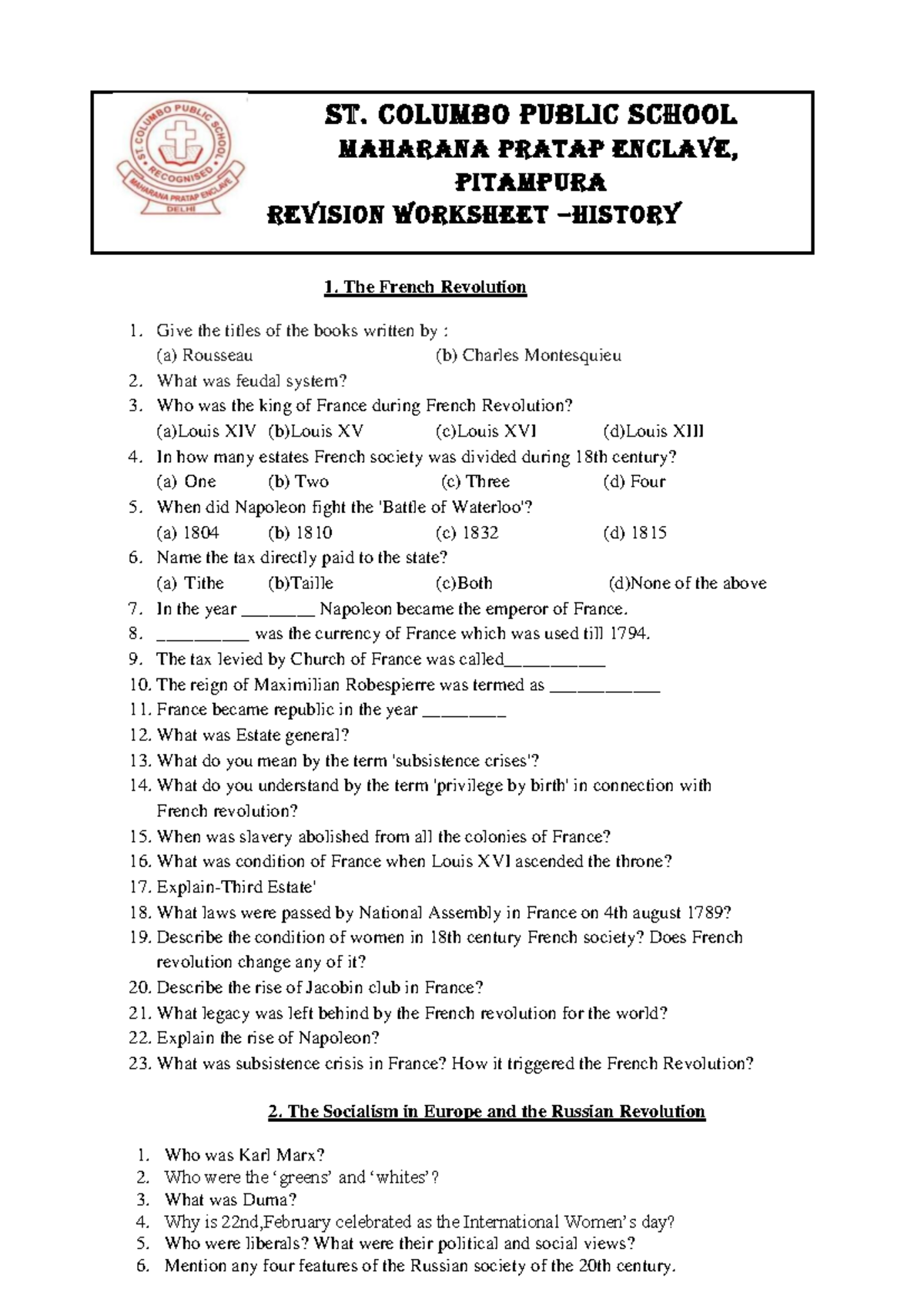 IX Historyworksheet - The French Revolution Give the titles of the ...
