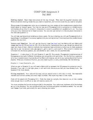 Assignment 1-Instructions - Computer Graphics 1 University of Manitoba COMP 3490 Assignment 1 ...