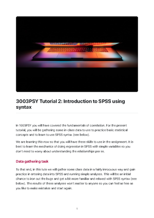 3003PSY Information Sheet - 3003PSY Assignment 2023 Investigation of ...