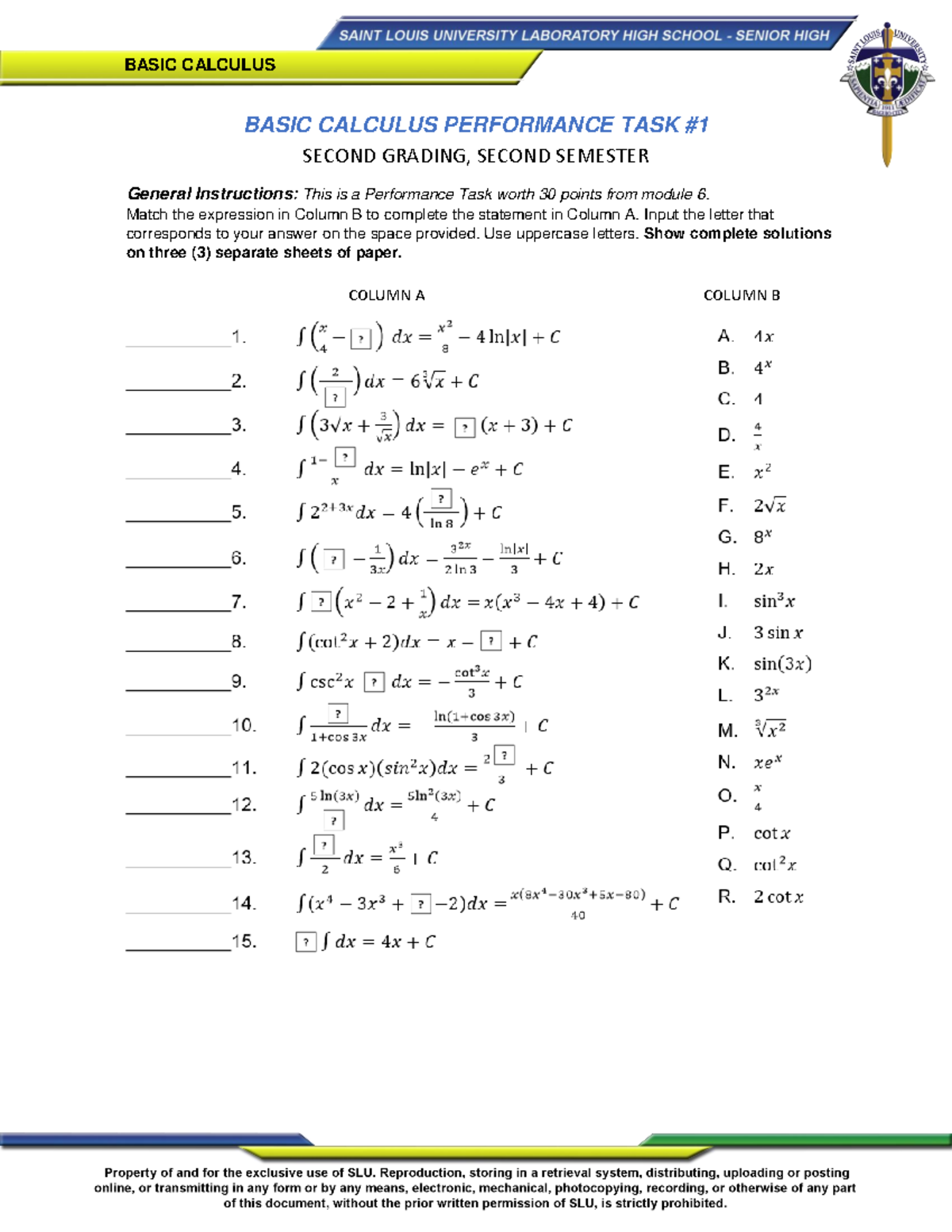 Basic Calculus Performance Task 1 - Second Grading - Mathematics in the ...
