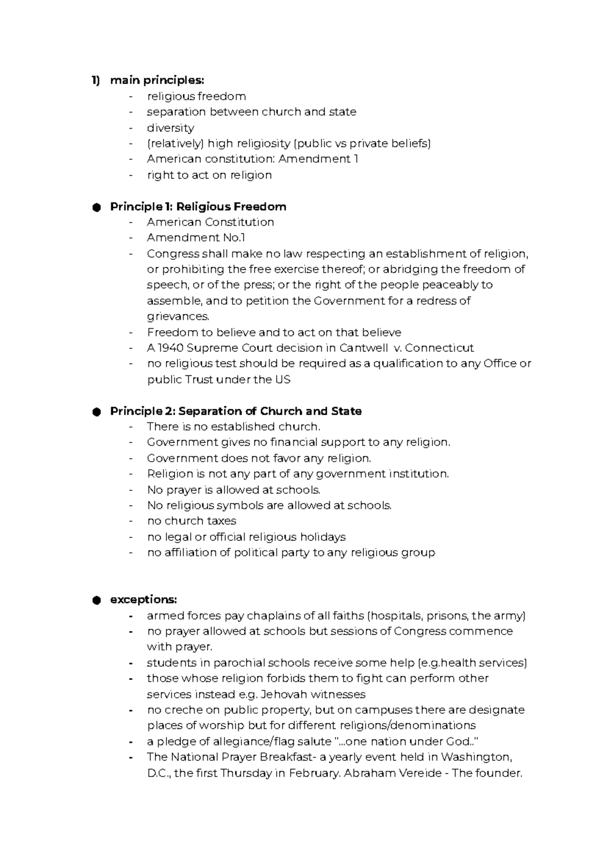 Religion - American culture - main principles: religious freedom ...