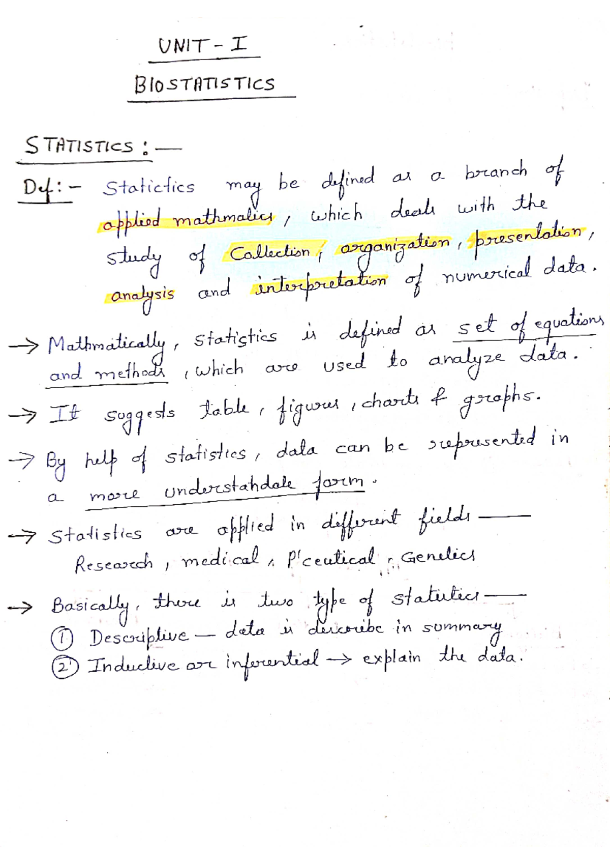 UNIT-1to 5. Biostatistics. SEM-8th - Bpharm 8 sem - Studocu