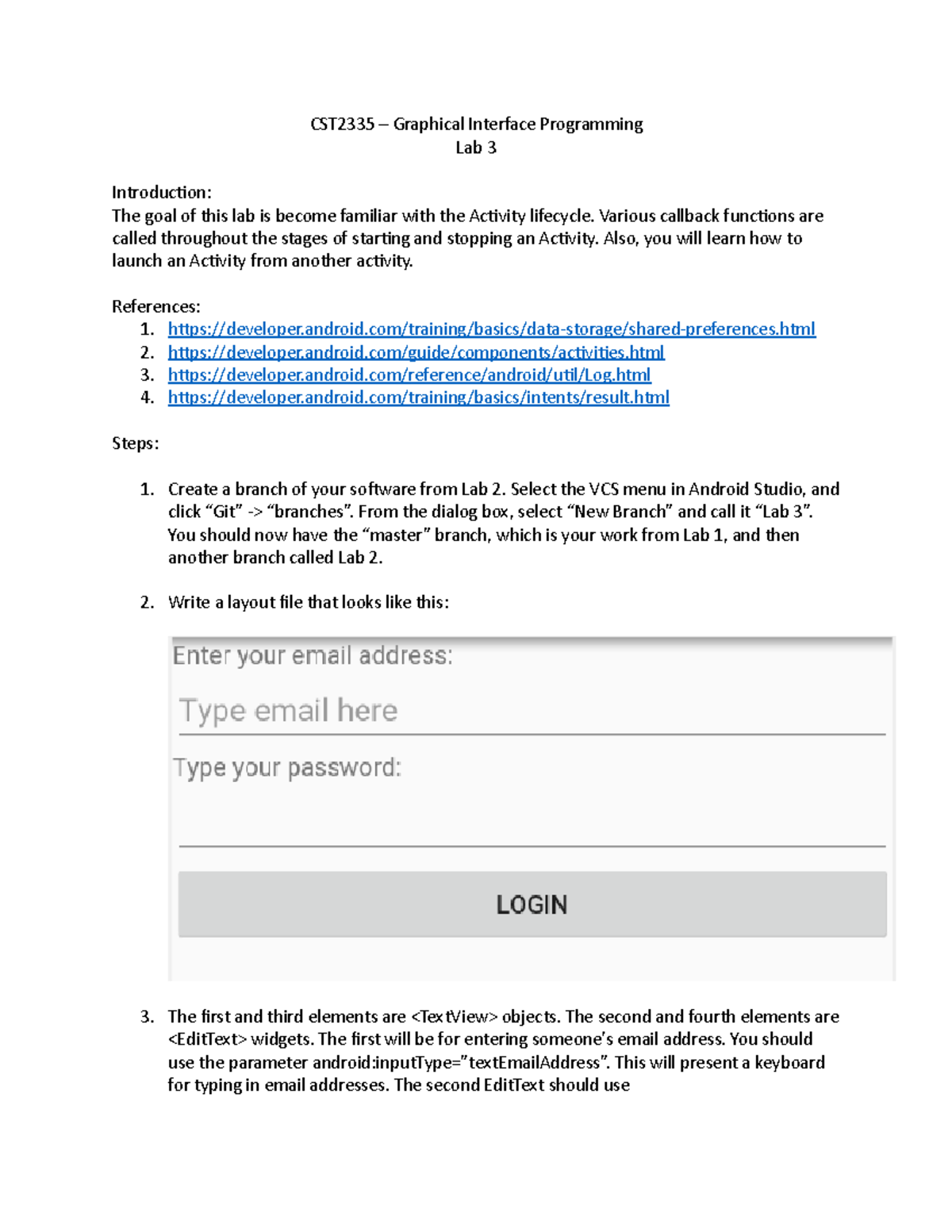 CST2335 Lab3 - lab - CST2335 – Graphical Interface Programming Lab 3 Introduction: The goal of ...