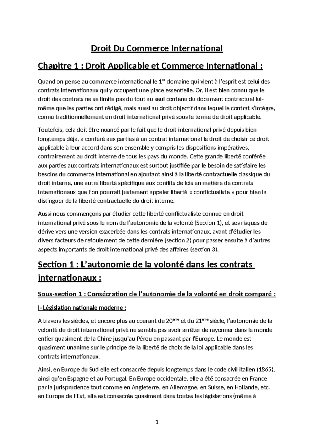 DCI[3028] - note de cours - Droit Du Commerce International Chapitre 1 ...