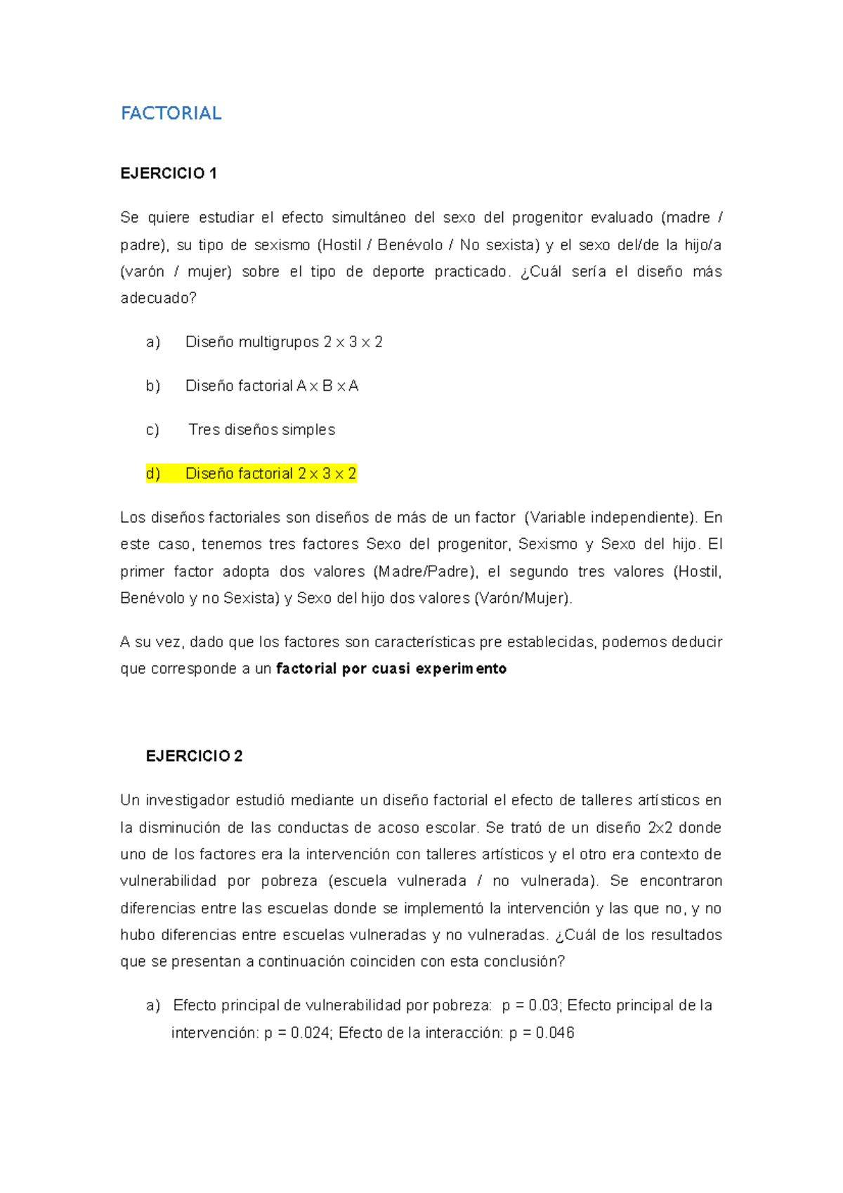 Resolución Final Guia - guia de ej resuelta - FACTORIAL EJERCICIO 1 Se ...