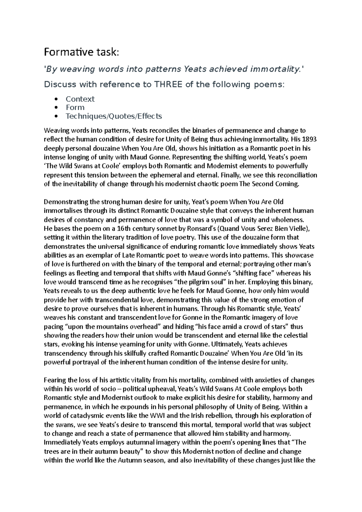 Formative task essay - Formative task: 'By weaving words into patterns ...