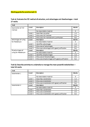 Marking Guide A1 - For SCS students - Marking guide for practice task A ...