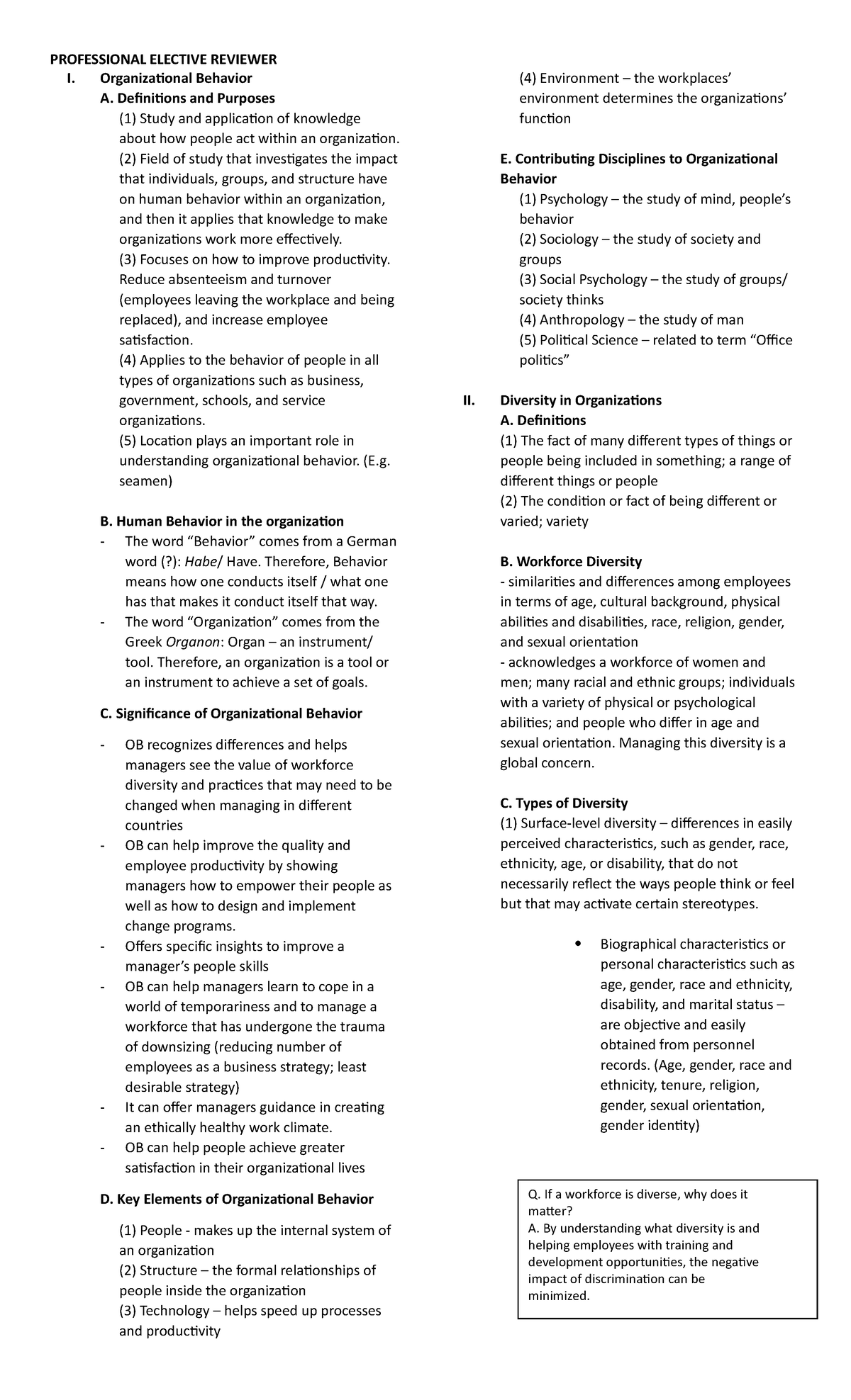 Professional Elective - Reviewer - PROFESSIONAL ELECTIVE REVIEWER I ...
