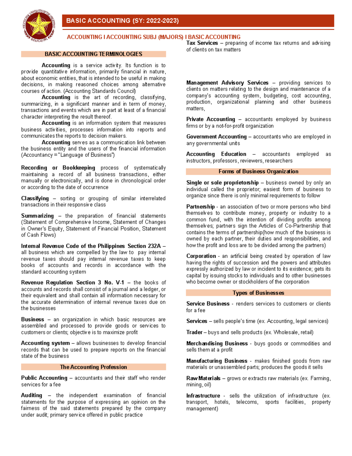 Basic Accountingnh - ACCOUNTING I ACCOUNTING SUBJ (MAJORS) I BASIC ...