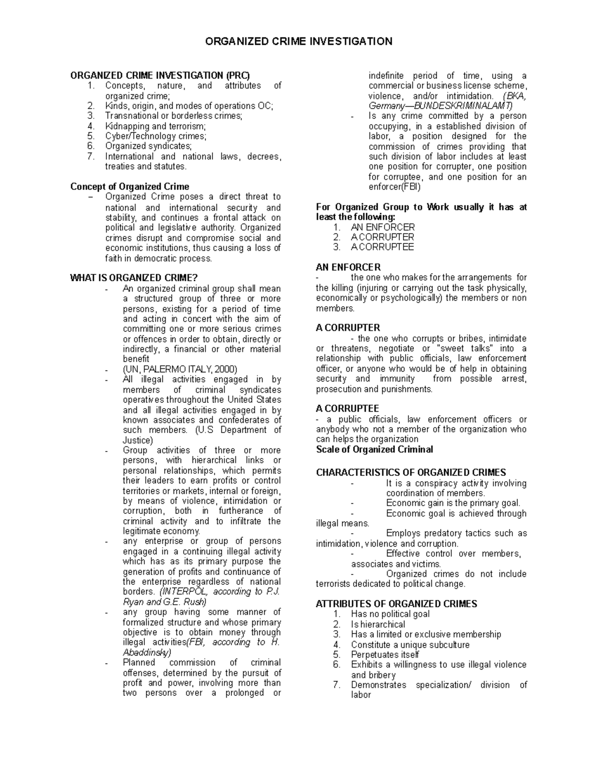 CDI 4 Organized Crime Investigation 1 - ORGANIZED CRIME INVESTIGATION ...
