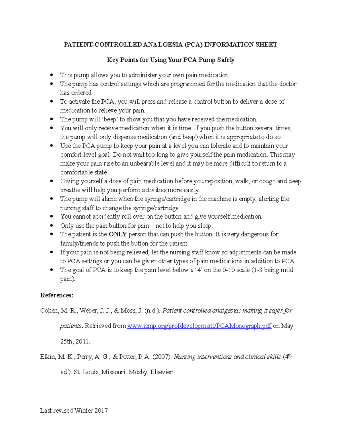 Lab 5- PCA information sheet - PATIENT-CONTROLLED ANALGESIA (PCA ...