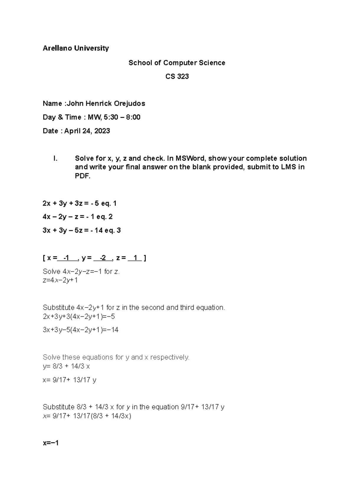 Activity 1CS323Final 23 Saneo - Arellano University School of Computer ...