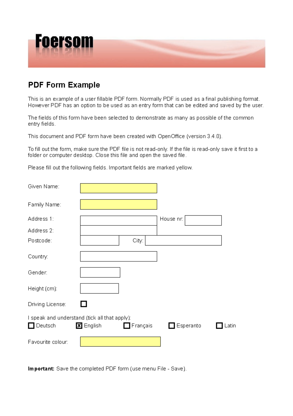 Exercises 5 - Extra info - PDF Form Example This is an example of a ...