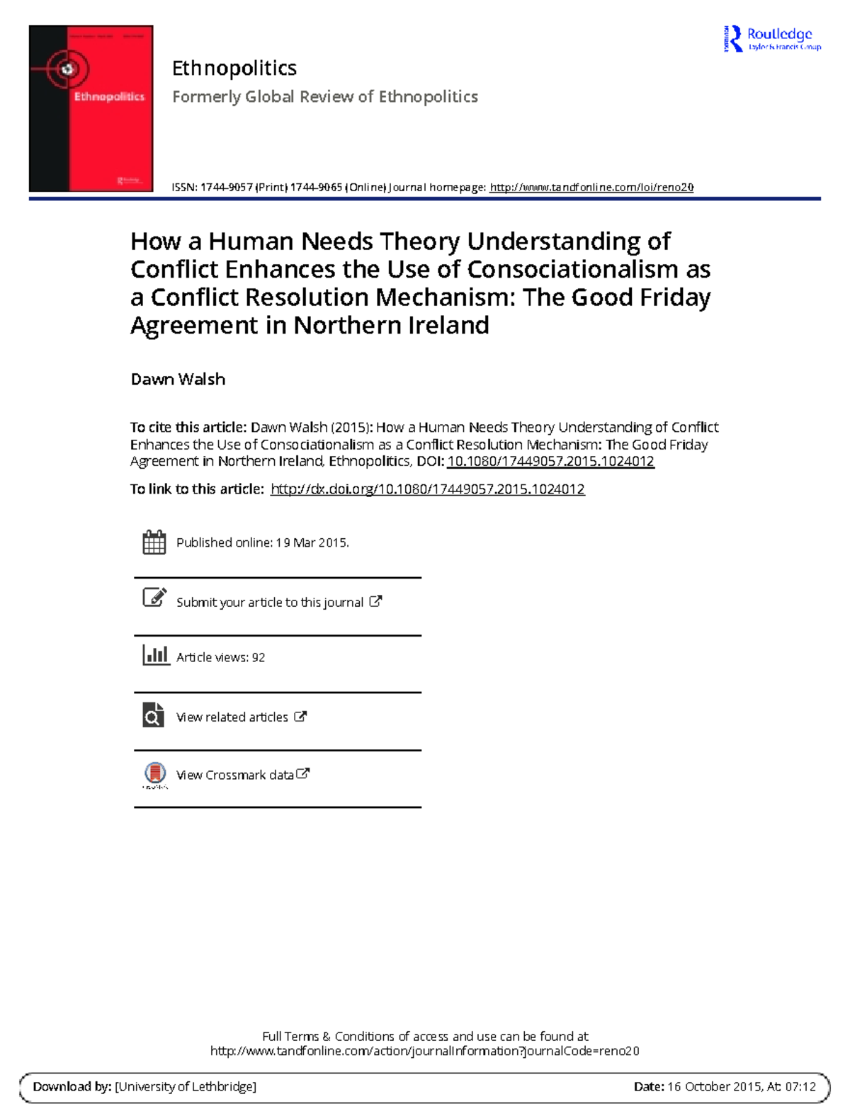 HNT in Conflict Resolution - Full Terms & Conditions of access and use ...
