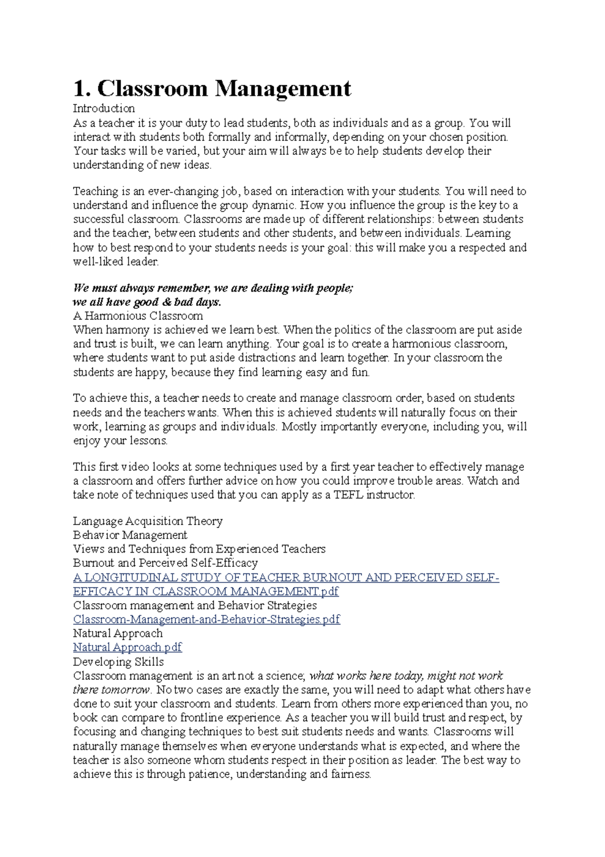 Classroom Management When Teaching Adults - 1. Classroom Management ...