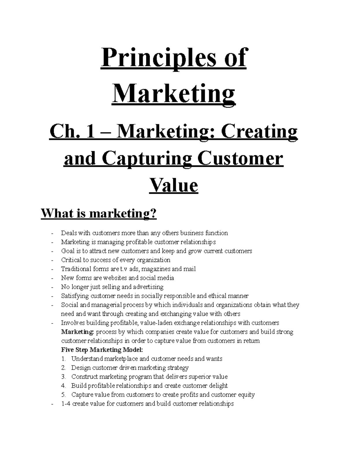 Principles-of-Marketing - Principles of Marketing Ch. 1 – Marketing ...