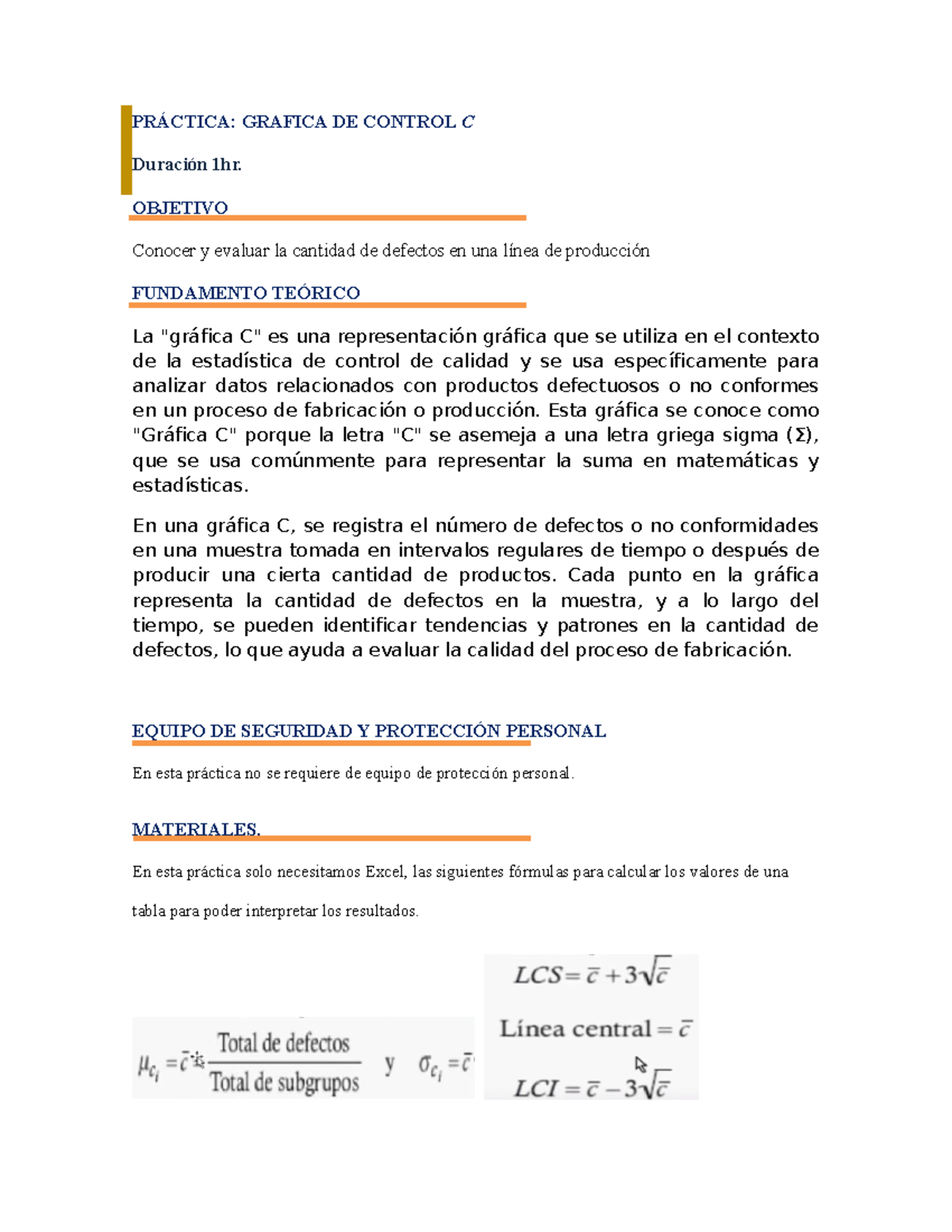 Práctica Gráfico C - Control estadistico de calidad - PRÁCTICA: GRAFICA ...
