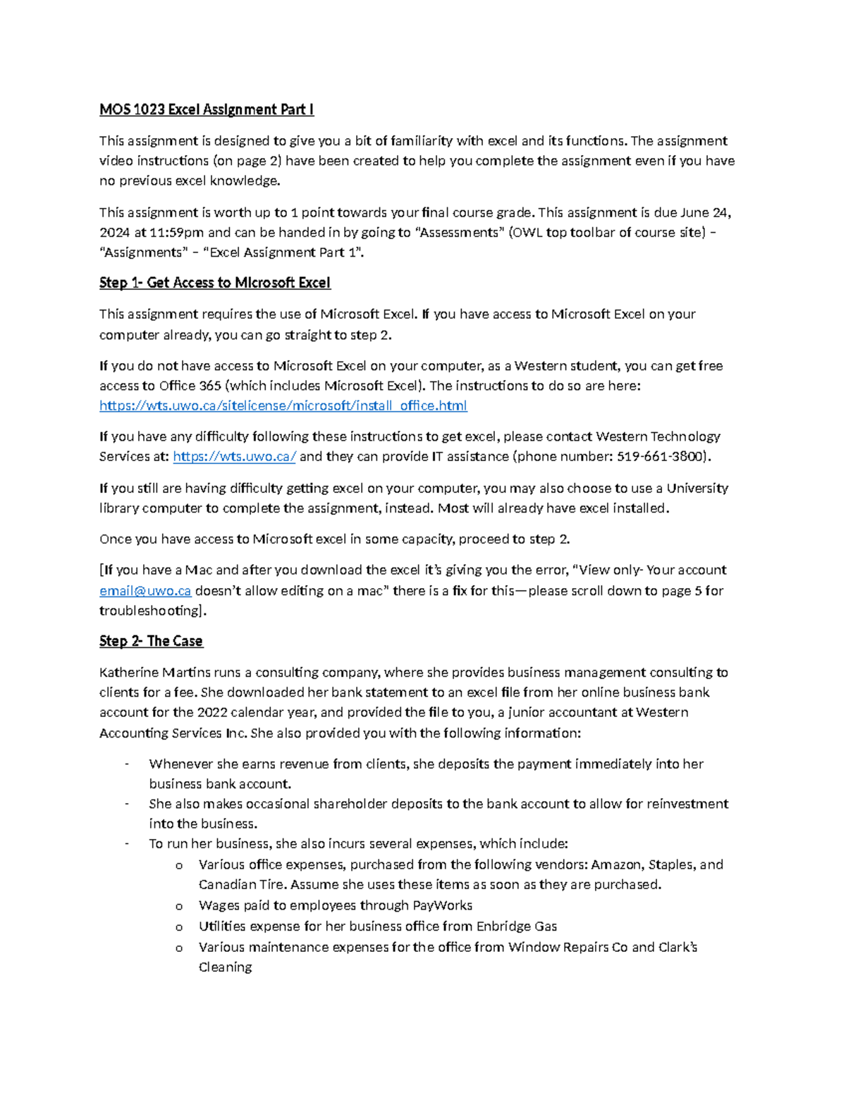Excel Assignment Part 1 Instructions - MOS 1023 Excel Assignment Part I ...