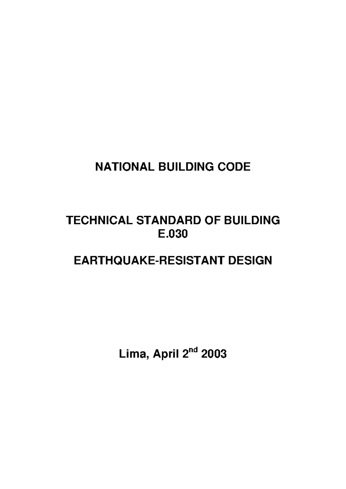 NTE-030-PERU - Peru Eearthquake Design Guide - NATIONAL BUILDING CODE ...