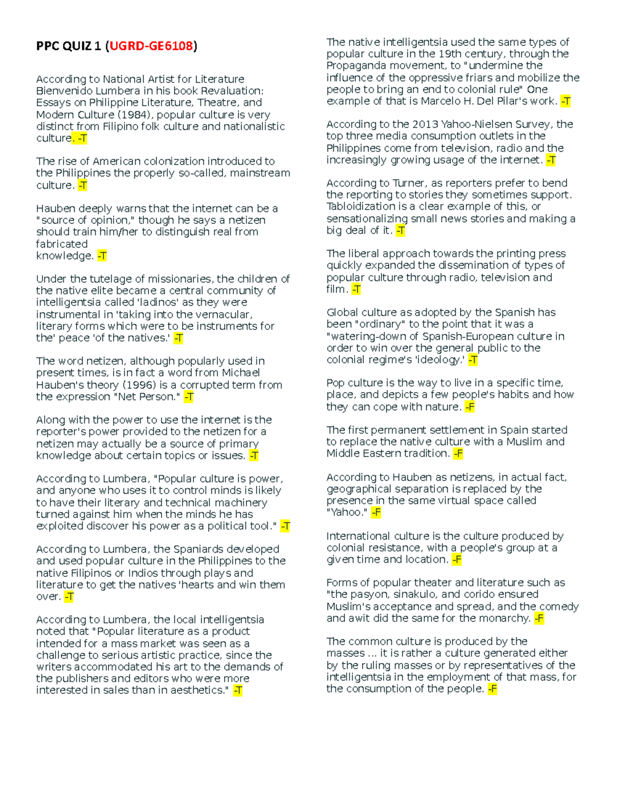 Ppc Quiz 1 Ugrd Ge6108 Ppc Quiz 1 Ugrd Ge6108 According To National Artist For Literature