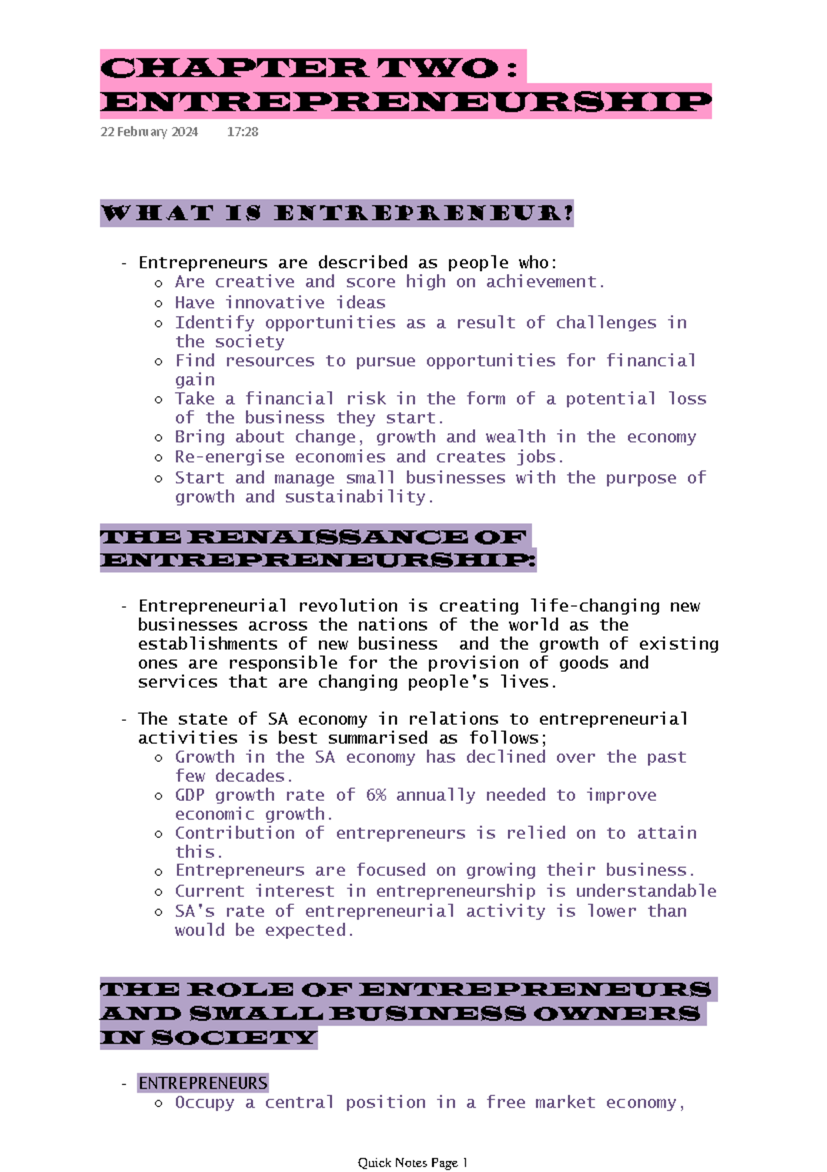 Chapter TWO Entrepreneurship - WHAT IS ENTREPRENEUR? - Entrepreneurs ...