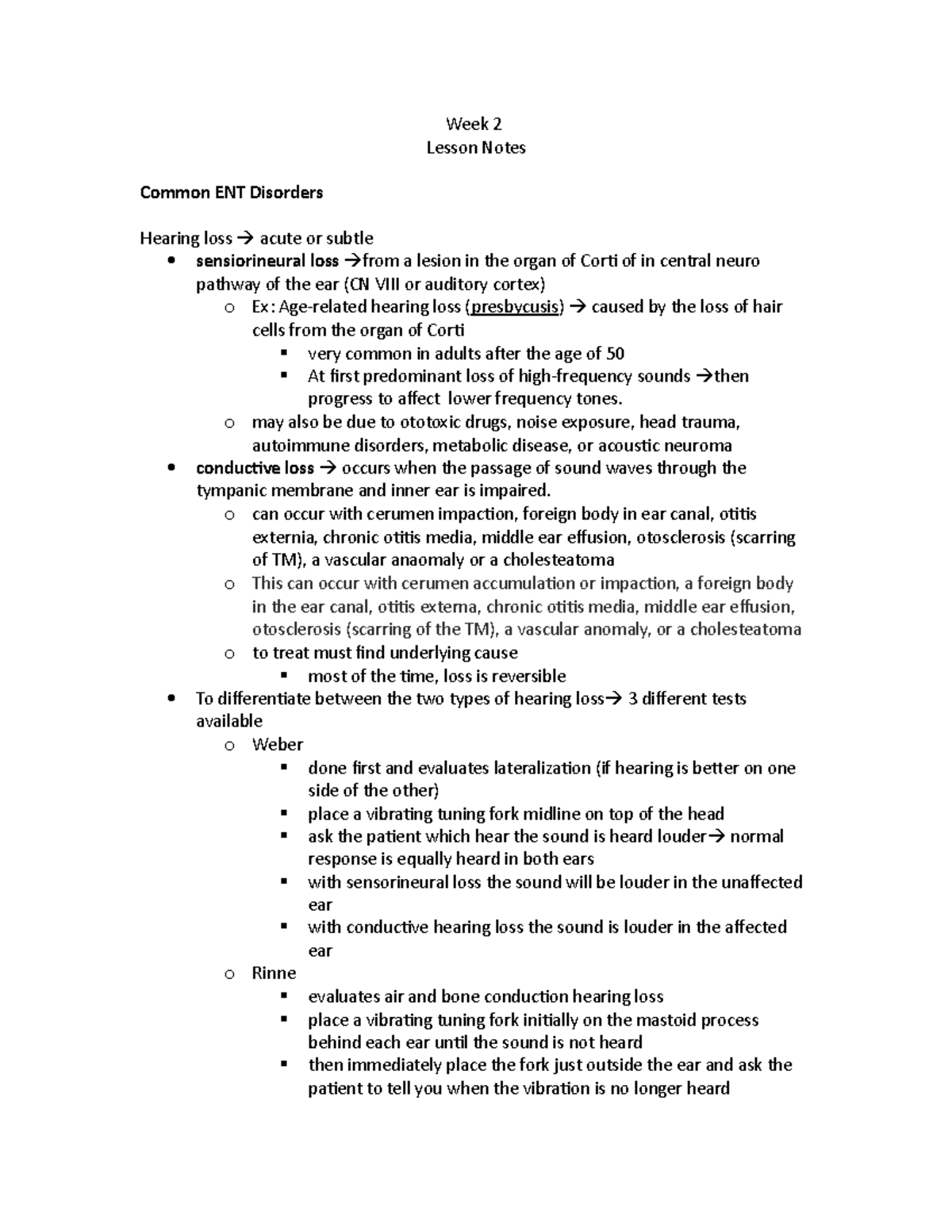 Common ENT Disorders and Treatment - Studocu