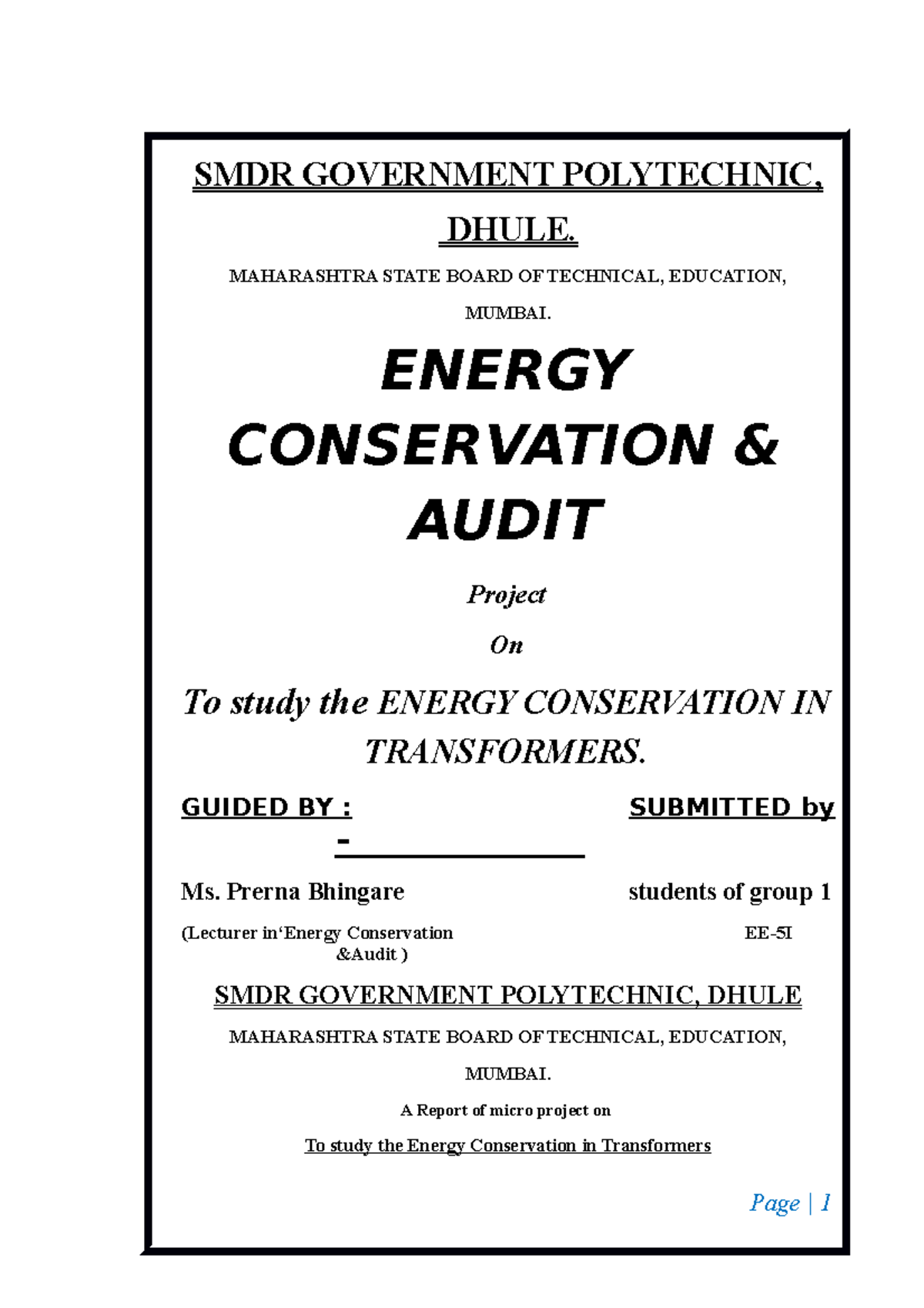 ECA micro project 2022-1 - SMDR GOVERNMENT POLYTECHNIC, DHULE. MAHARASHTRA STATE BOARD OF ...