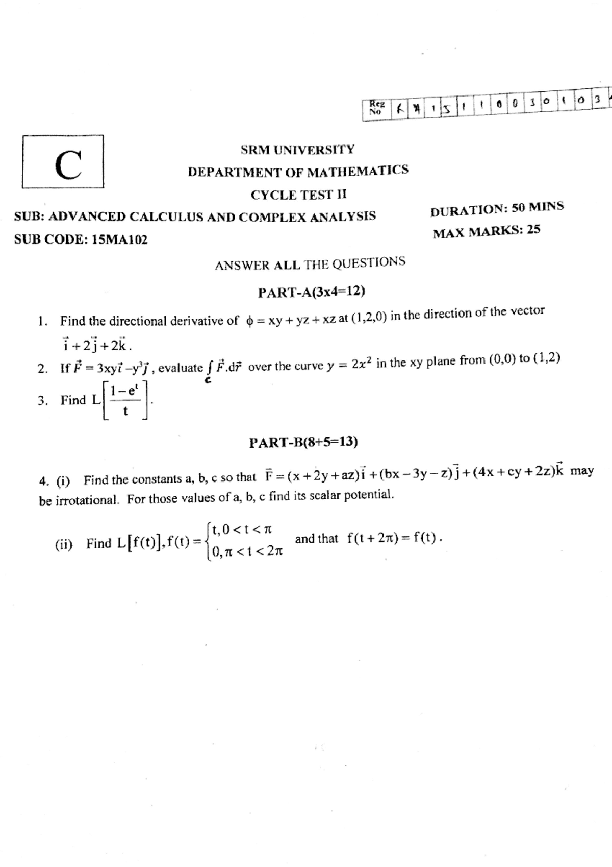 Advance Calculas AND Analysis CT2-CT2 - Advanced Calculus And Complex Analysis - Studocu