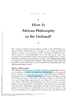 (1) Defining African Philosophy - Study Unit 1 — Defining African ...
