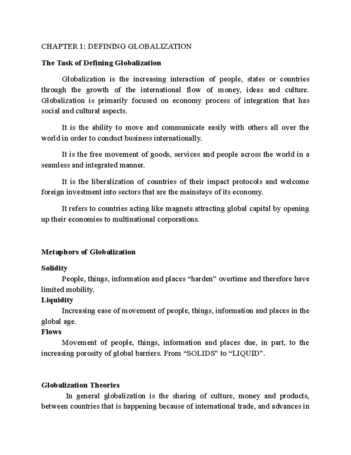 Contemporary Chap1 - sample - CHAPTER 1: DEFINING GLOBALIZATION The Task of Defining ...