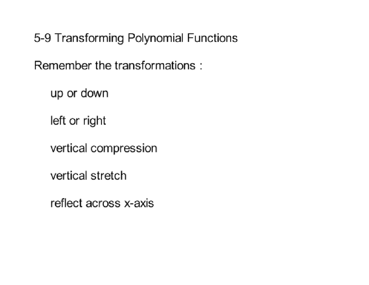 5-9 Transforming Polynomial Functions - MAT 266 - Studocu