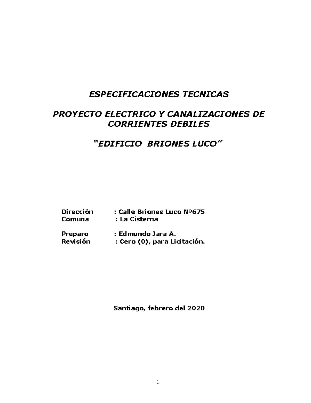 EETT Electricidad Edificio Briones LUCO - ESPECIFICACIONES TECNICAS PROYECTO ELECTRICO Y - Studocu