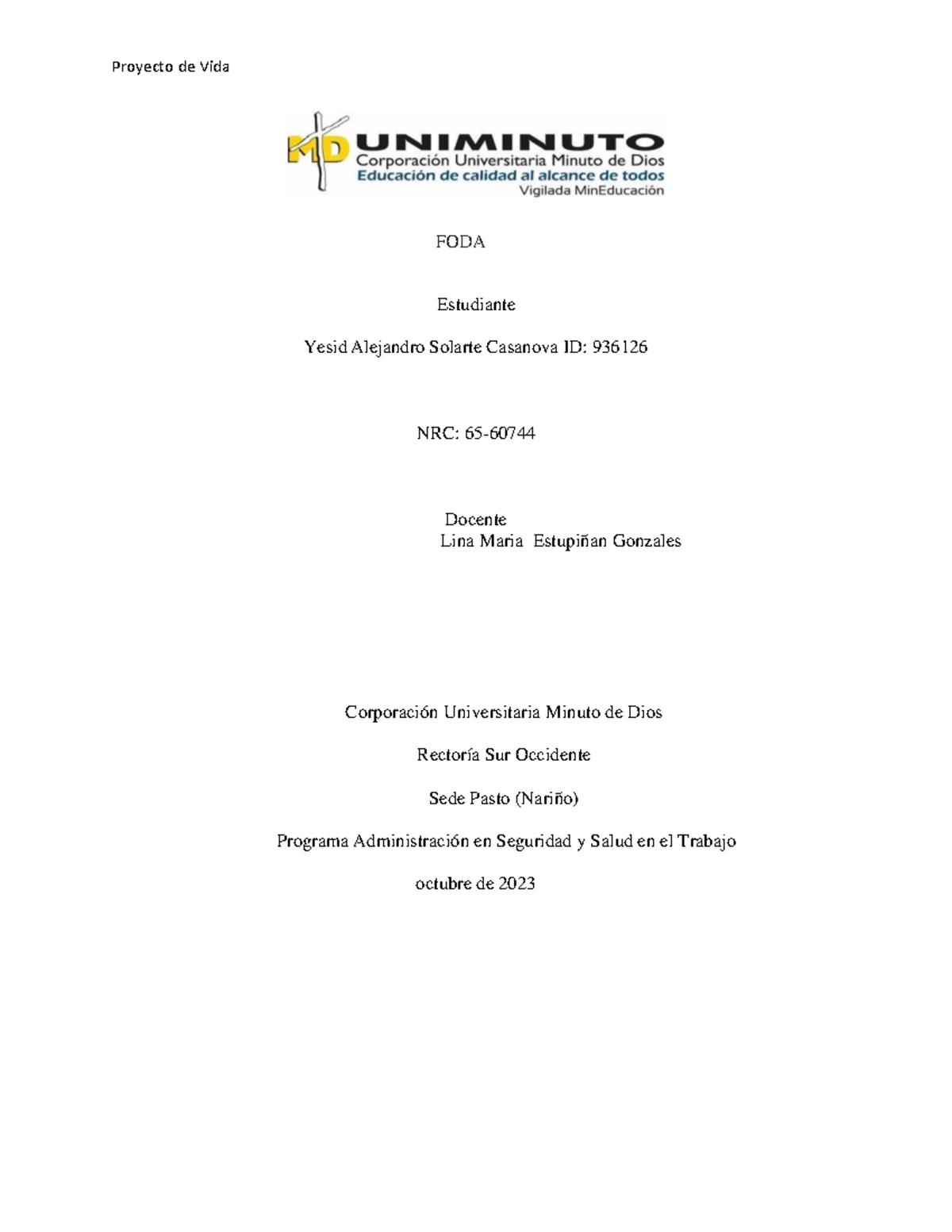 DOFA - TEXTO DE APOYO - FODA Estudiante Yesid Alejandro Solarte ...